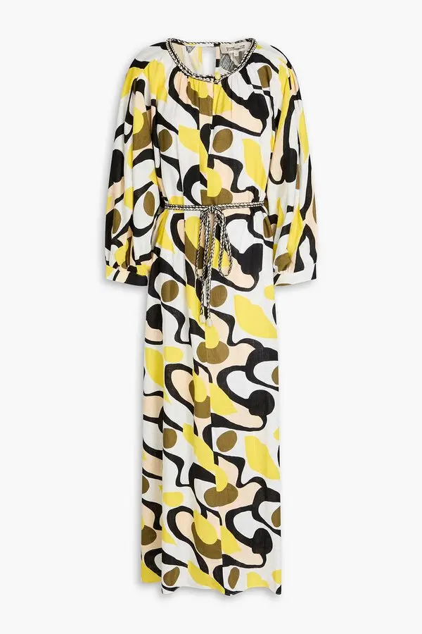 Diane Von Furstenberg Printed Woven Midi Dress - Yellow