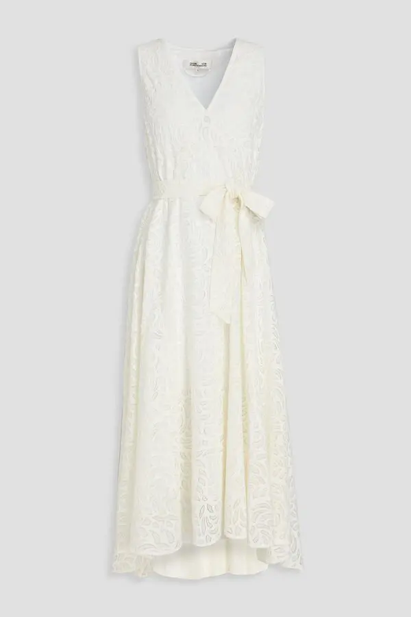 Buy Diane Von Furstenberg Helene Belted Corded Lace Midi Dress - Ivory At  64% Off | Editorialist