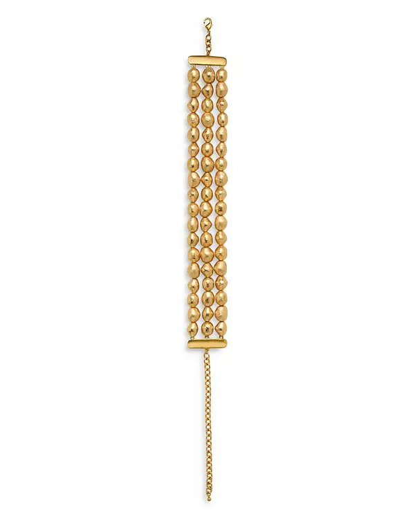 Cult Gaia Nora Foil Wood Bead Choker Necklace - Gold