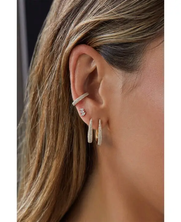 Ef Collection 14k Yellow Diamond Maeve Hoop Earrings