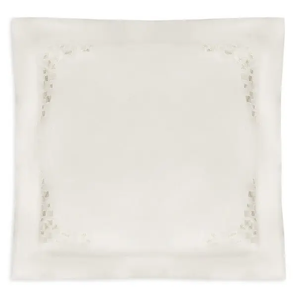 DEA LUXURY LINENS Matera Embroidered Euro Sham - Ivory/ Ivory
