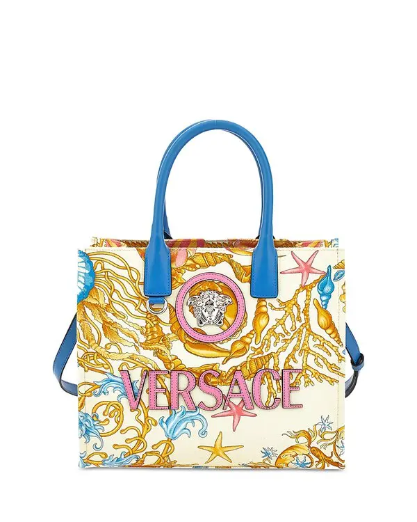 Versace Underwater Barocco La Medusa Small Tote Bag Eggshell