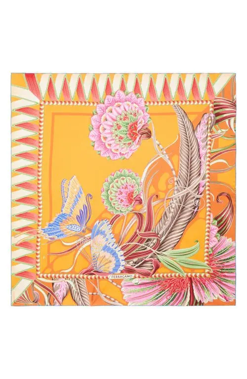 FERRAGAMO Giada Reversible Silk Square Scarf - Arancio/ Cotto