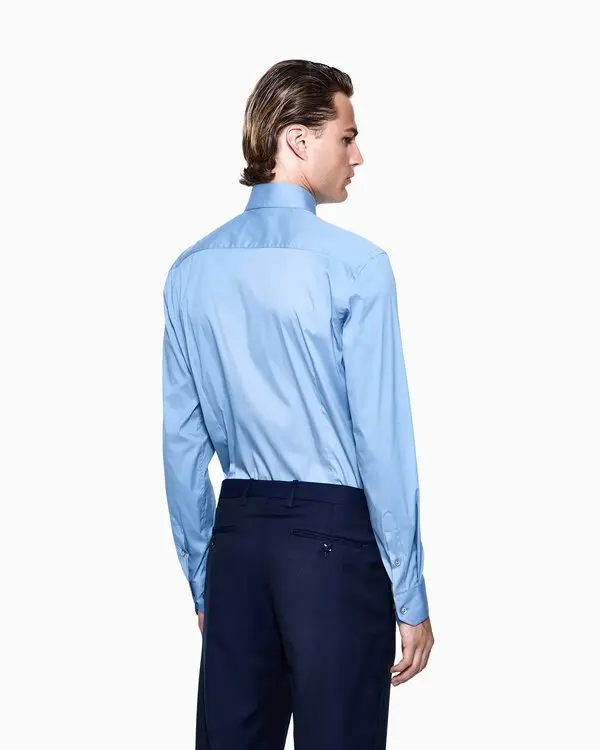 Giorgio Armani Slim-fit Shirt In Cotton Poplin - Light_blue