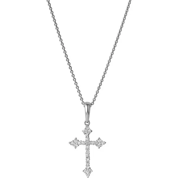 LUVMYJEWELRY 14k Gold Diamond Cross Pendant - 14k White Gold