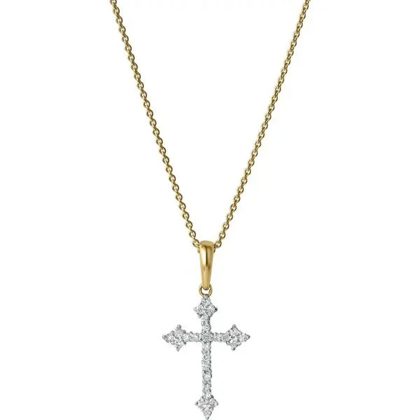 LUVMYJEWELRY 14k Gold Diamond Cross Pendant - 14k Yellow Gold