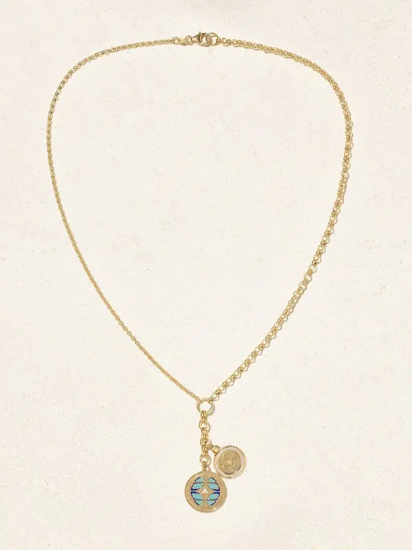 FOUNDRAE Reverie & Internal Compass 18-karat Ceramic, And Diamond Necklace - Gold
