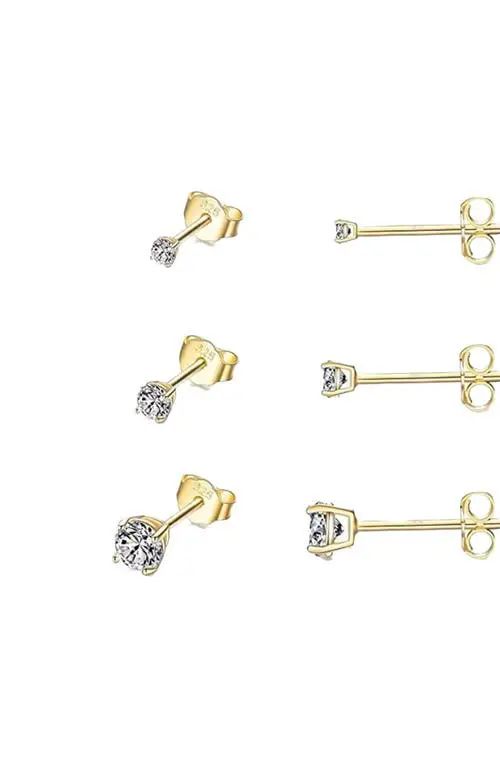 Ben Oni Set Of Three Cz Stud Earrings - Gold