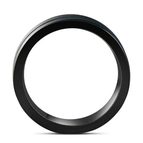 BLISS DIAMOND Ring With Blue Inlay And Brushed Finish