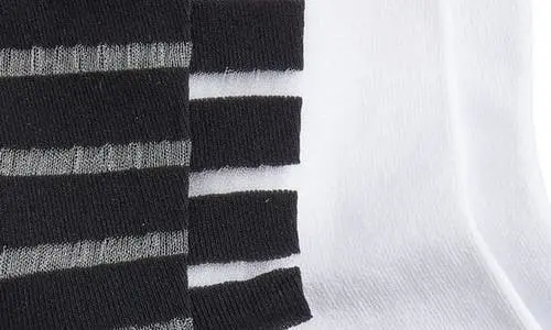 K BELL SOCKS Sheer Stripe Crew Socks 2-pack - Black/ White Assorted