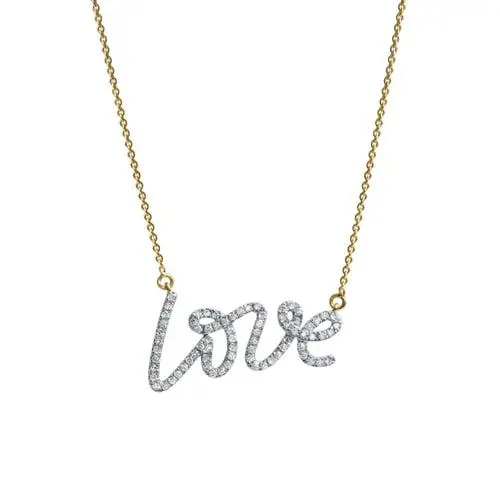 LUVMYJEWELRY Lyana Graffiti Love Diamond Necklace - 14k Yellow Gold