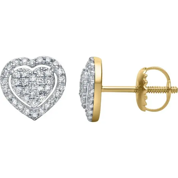 LUVMYJEWELRY Nora Heart Diamond Earrings In 14k Gold - 14k Yellow Gold