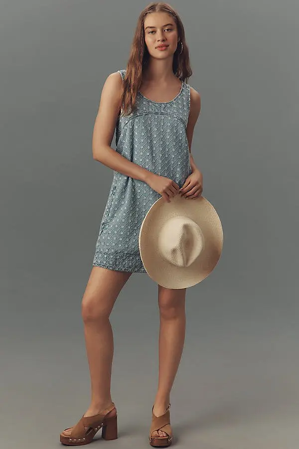 PILCRO Scoop-neck Denim Shift Mini Dress