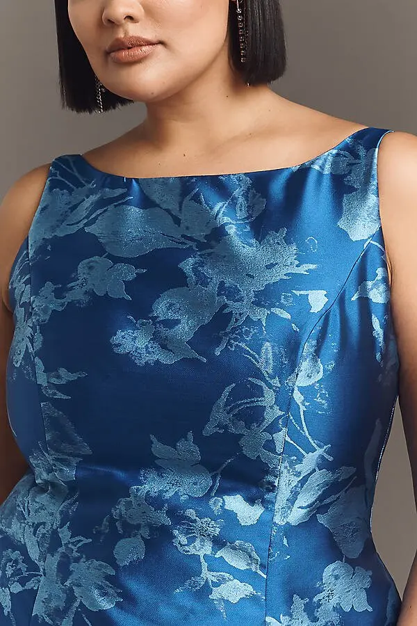 Adrianna Papell Plus Sleeveless Metallic Jacquard Midi Dress - Blue - 65%  Off | Editorialist