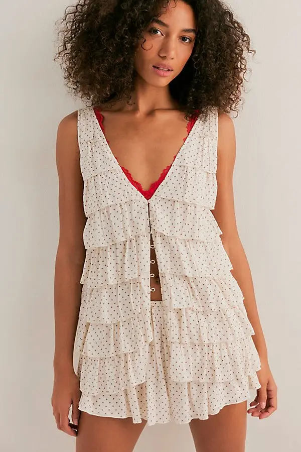 Free People Ruffle Me Up Set - Ivory Combo
