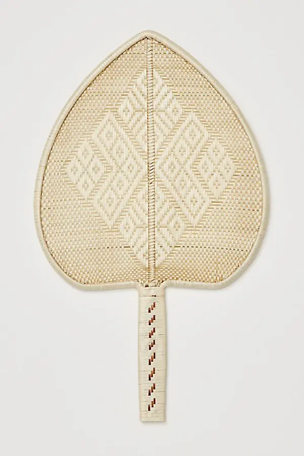 OLIVE & IRIS Fern Hand Fan - Wht/blanc