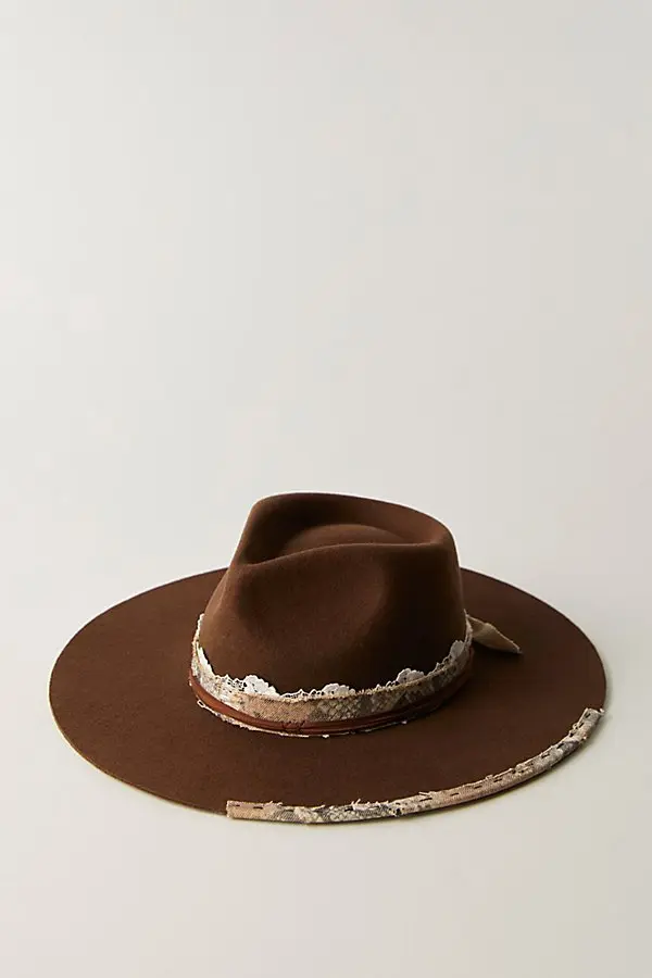 MOSSANT Lace Wool Round Top Hat - Brown