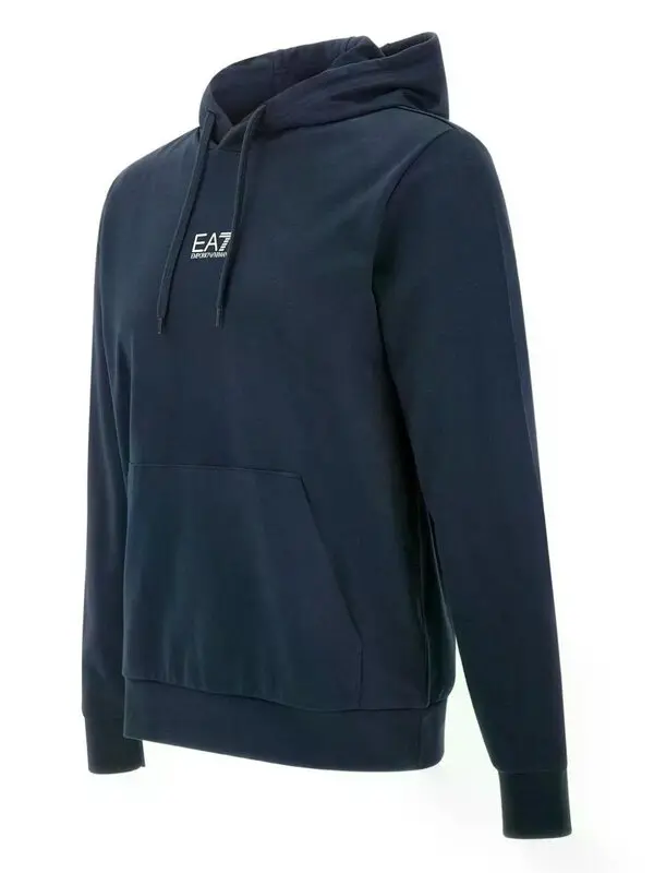 EA7 Stretch-cotton Hoodie - Blue