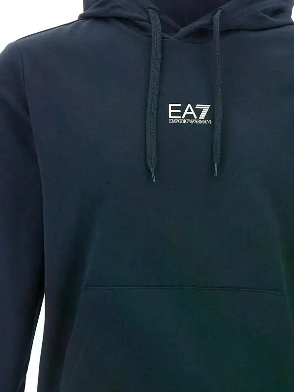EA7 Stretch-cotton Hoodie - Blue