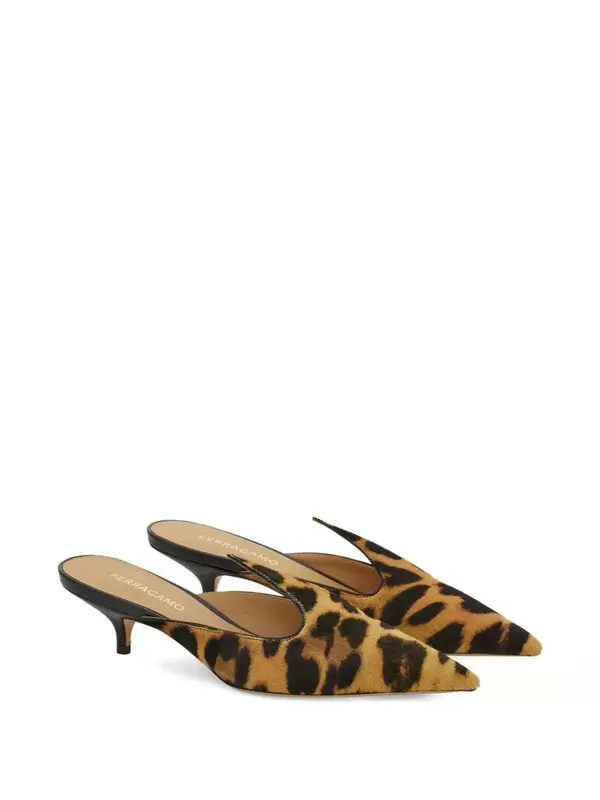FERRAGAMO Leopard-print Mules - Brown