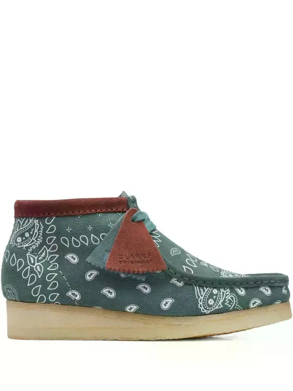 Clarks Wallabee Suede Derby Shoes - Green