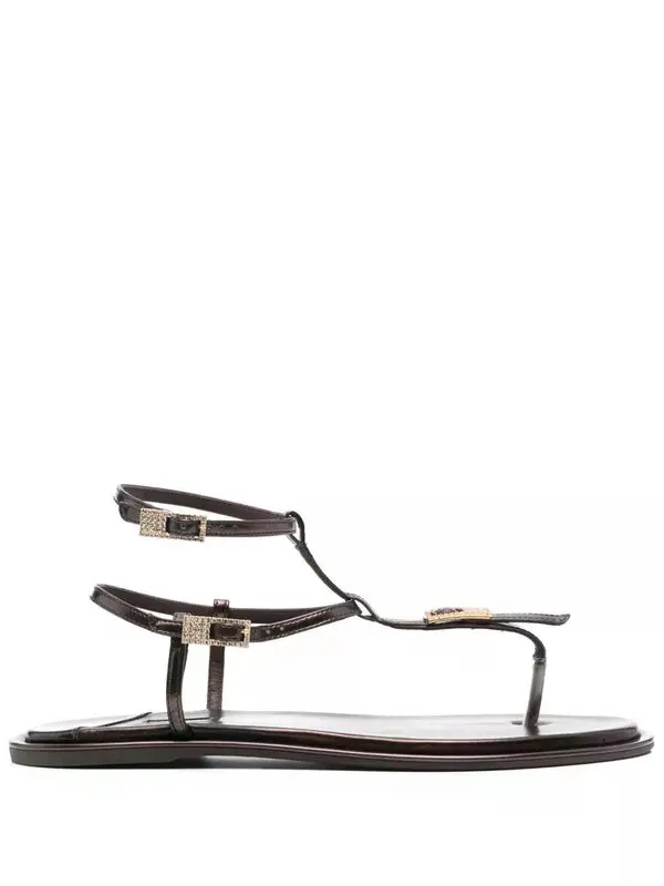 LE SILLA Leather Thong Sandals - Brown