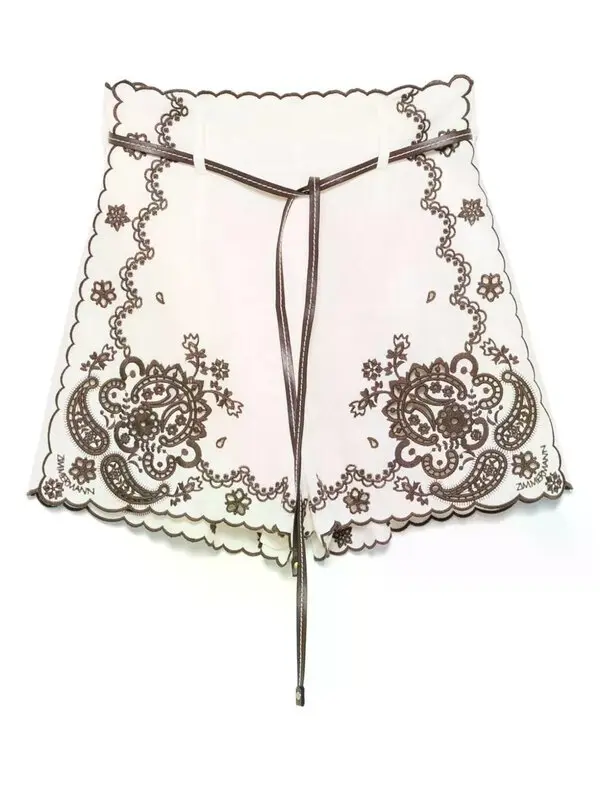 Zimmermann Ascension Embroidered Shorts - Neutrals
