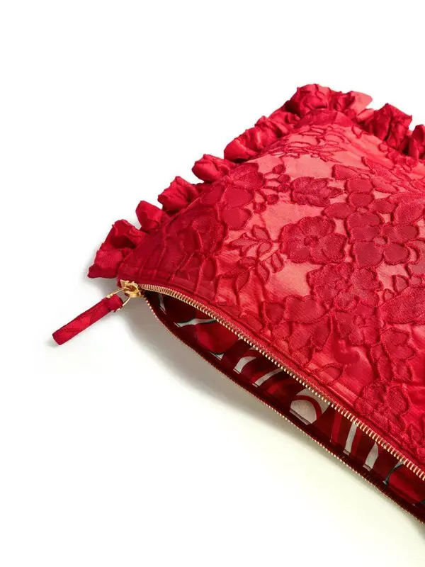 La DoubleJ Floral-lace Clutch Bag - Red