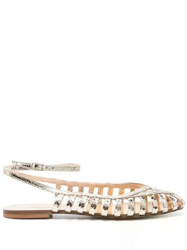 ANNA F. Leather Sandals - Gold