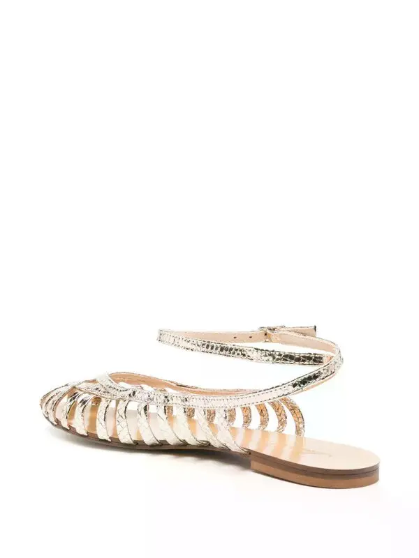 ANNA F. Leather Sandals - Gold