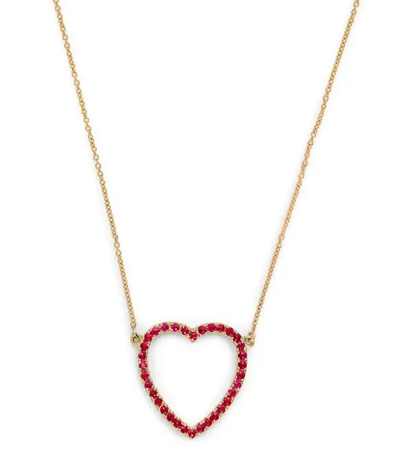 JENNIFER MEYER Large Yellow And Ruby Edith Open Heart Necklace - Gold