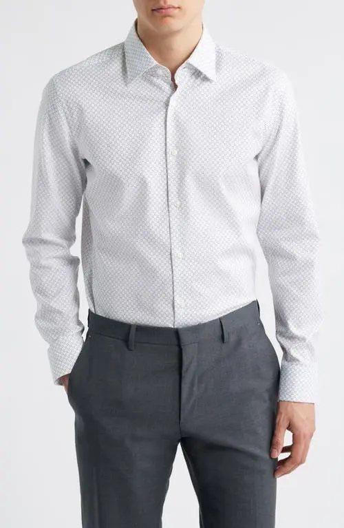 BOSS Hank Kent Slim Fit Stretch Cotton Dresss Shirt - White