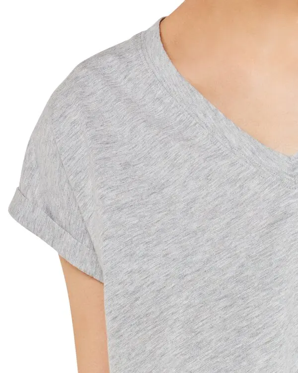 Whistles Willa V-neck Cap-sleeve Tee - Grey Marl