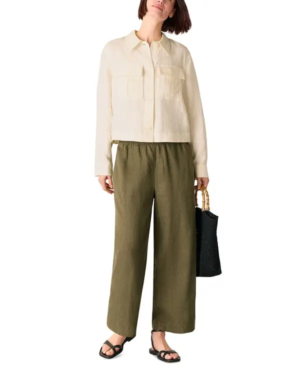 Whistles Abby Linen Casual Jacket - Ivory