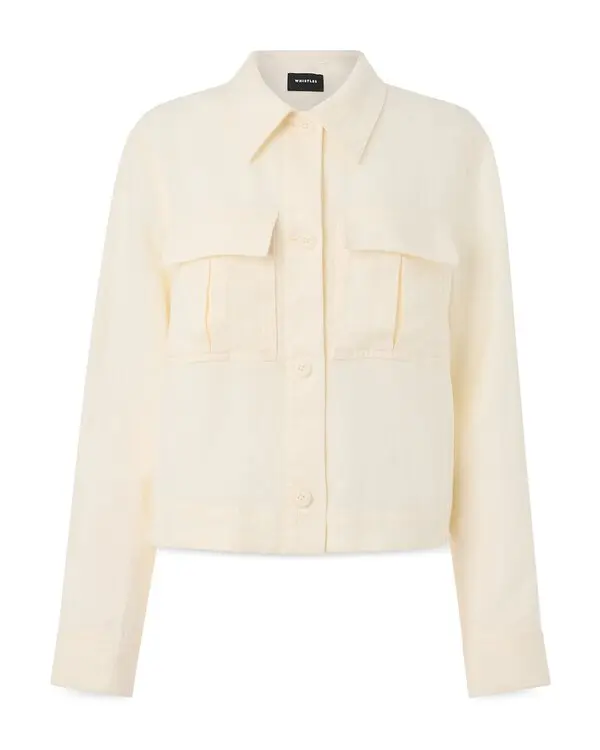 Whistles Abby Linen Casual Jacket - Ivory