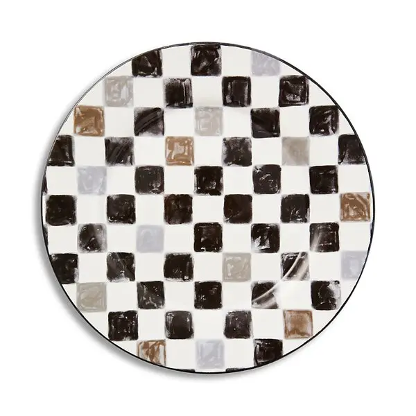 MACKENZIE-CHILDS Check Round Platter - Black