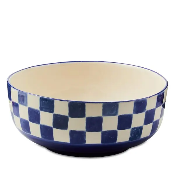 MACKENZIE-CHILDS Check Serving Bowl - Indigo
