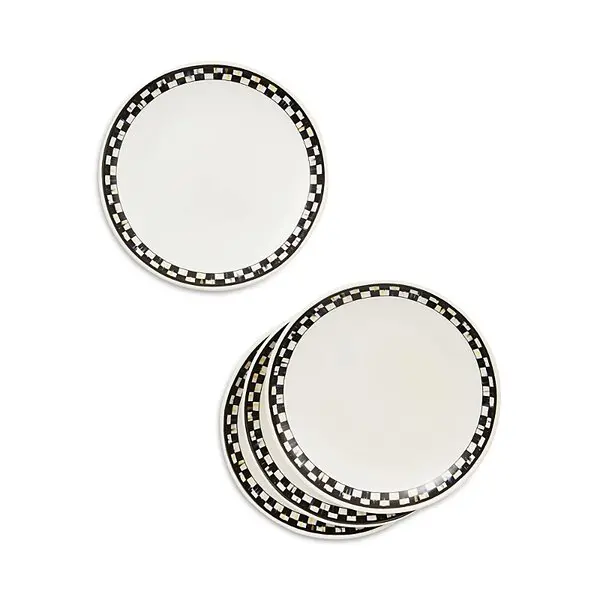 MACKENZIE-CHILDS Courtly Check Everyday Small Plates, Set Of 4 - Black