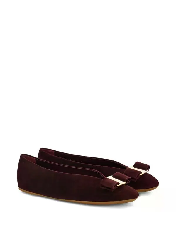 FERRAGAMO Vara Leather Ballerina Shoes - Red