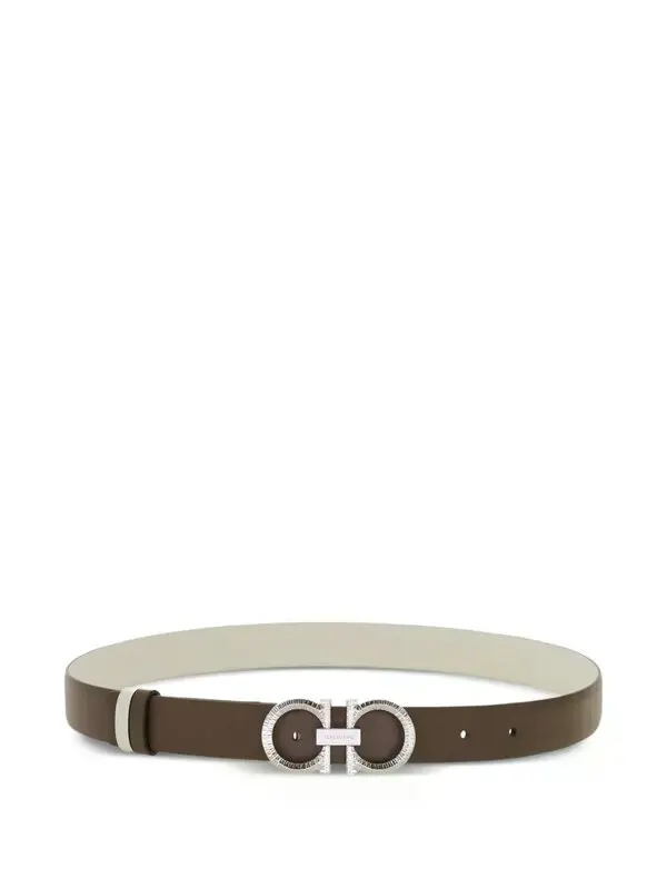 FERRAGAMO Reversible Adjustable Gancini Belt - Brown