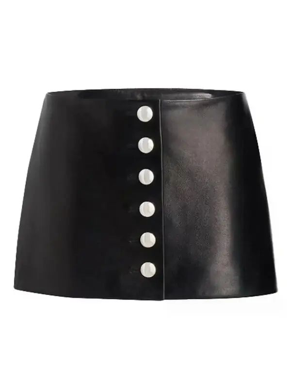 Khaite Button-front Leather Mini Skirt