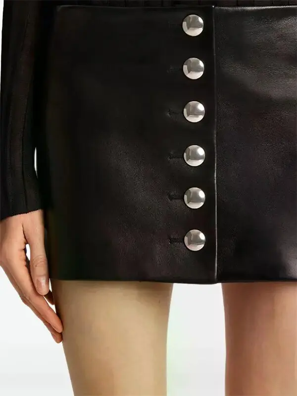 Khaite Button-front Leather Mini Skirt