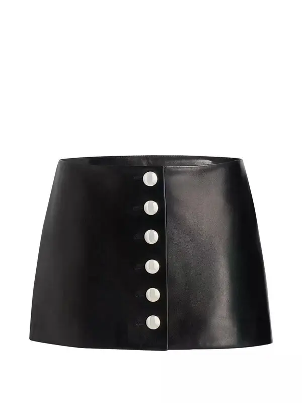 Khaite Button-front Leather Mini Skirt - Black