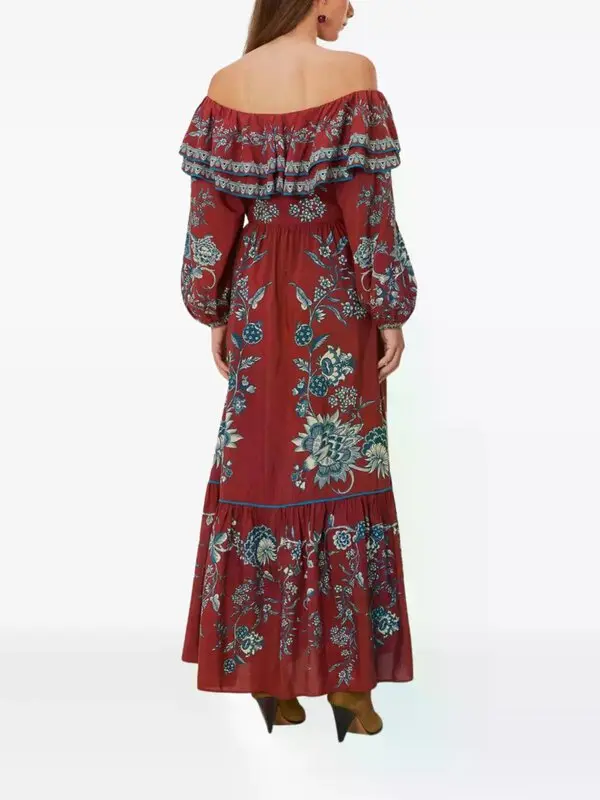 farm rio long-sleeve off-the-shoulder ruffled maxi dress FARM Rio Floral Off the Shoulder Long Sleeve Maxi Dress in Black at Nordstrom, Size X-Small