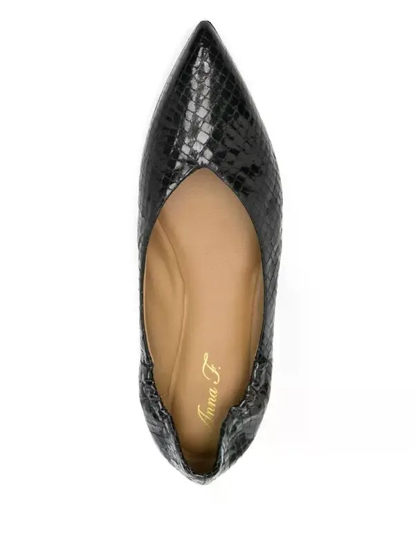 ANNA F. Snake Skin-effect Ballet Flats