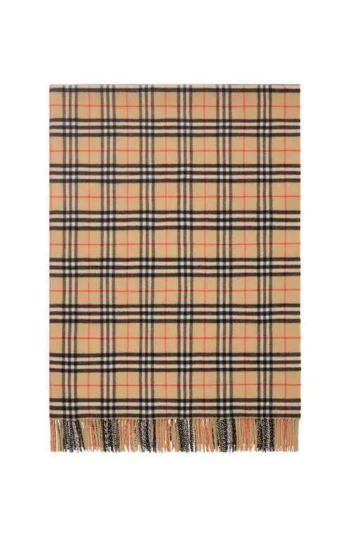 Burberry Check Wool Cashmere Blanket - Sand