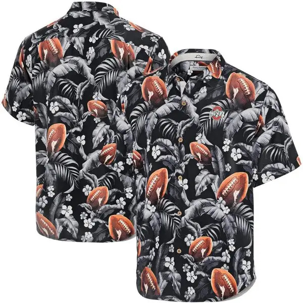 Tommy Bahama Ohio State Buckeyes Veracruz Cay First Down Blooms Button-up Shirt - Black