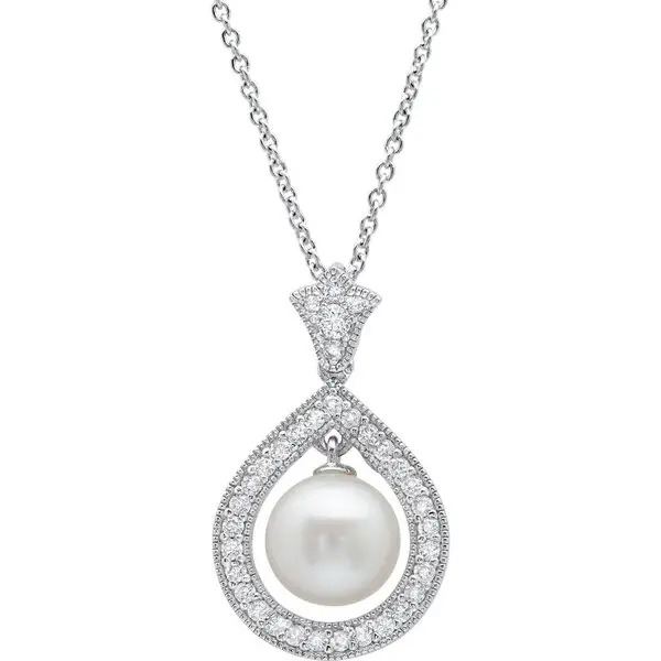CRISLU Andrew Prince Imitation Pearl Pendant Necklace - Pearl/ Ivory