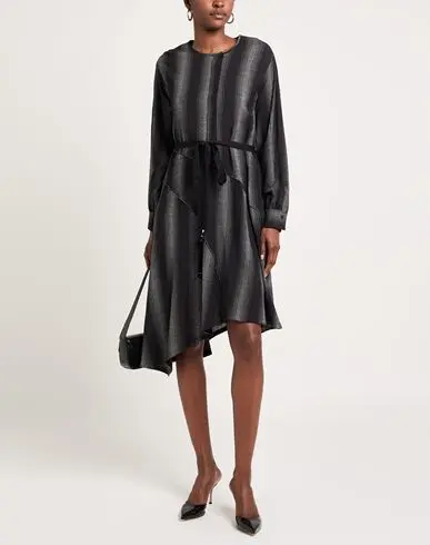 High Midi Dress With Mandarin Collar And Open Back