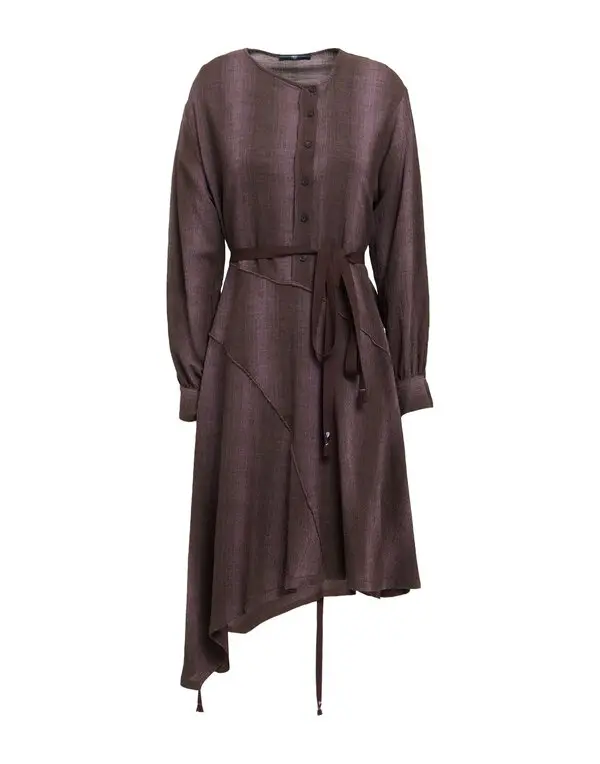 High Midi Dress With Mandarin Collar And Open Back
